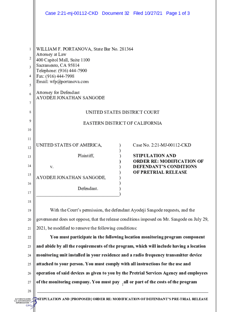 Fillable Online WILLIAM F. PORTANOVA, State Bar No. 281364 Attorney at ...