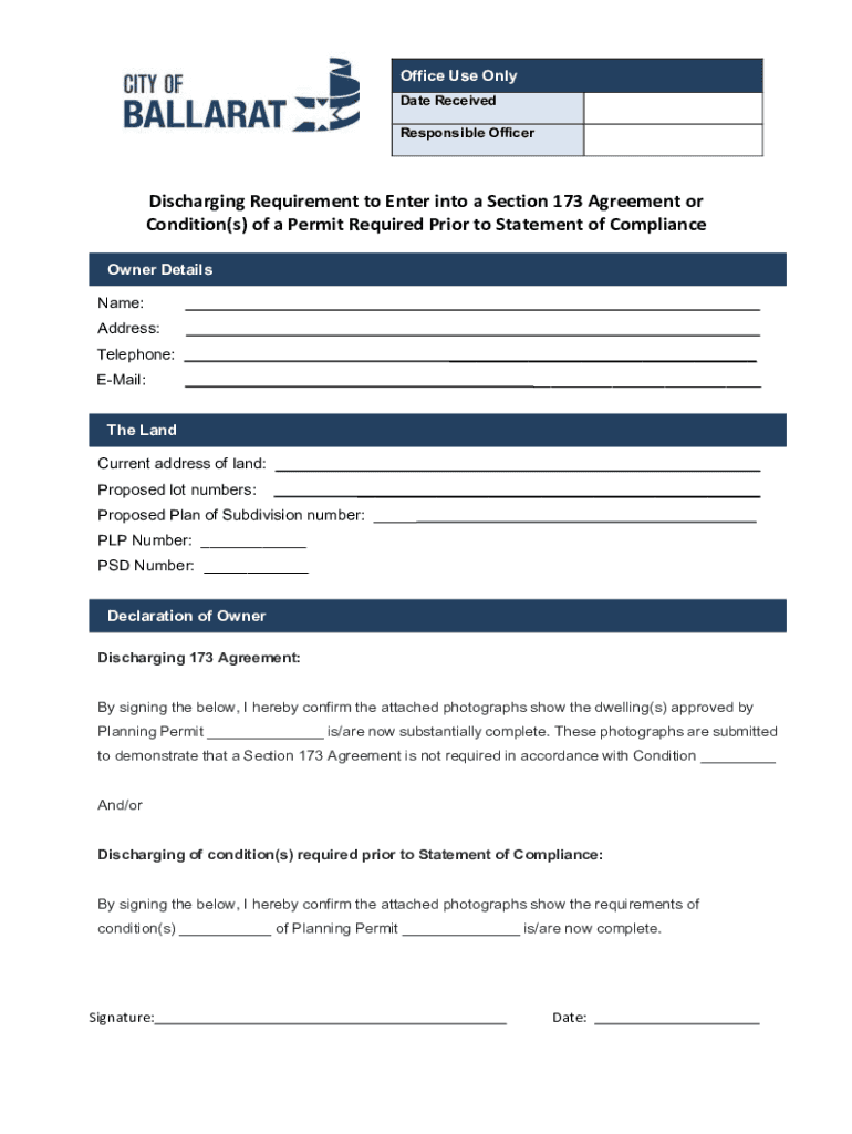Fillable Online Discharging condition for 173 Agreement Fax Email Print ...