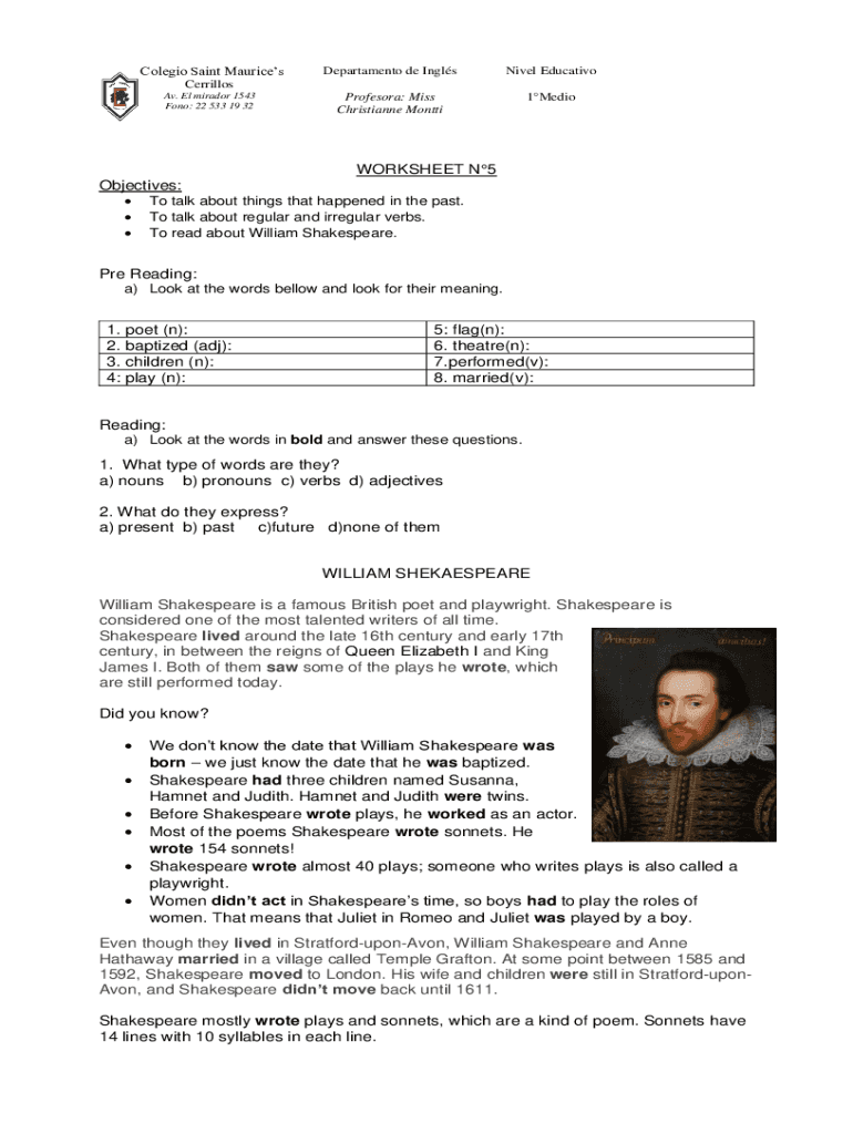 Fillable Online WORKSHEET N5 Objectives: Pre Reading: 1. poet (n): 5: flag(n): 2 ... Fax Email ...