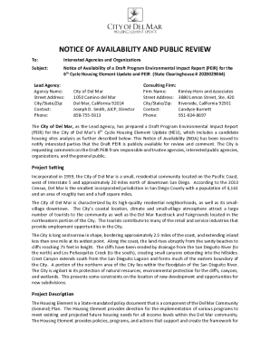 Fillable Online NOTICE OF AVAILABILITY AND PUBLIC REVIEW - Del Mar, California Fax Email Print ...