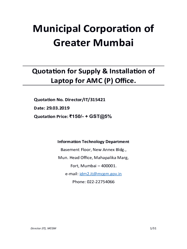 Fillable Online REQUEST FOR QUOTATION - FOR THE SUPPLY OF LAPTOP ...