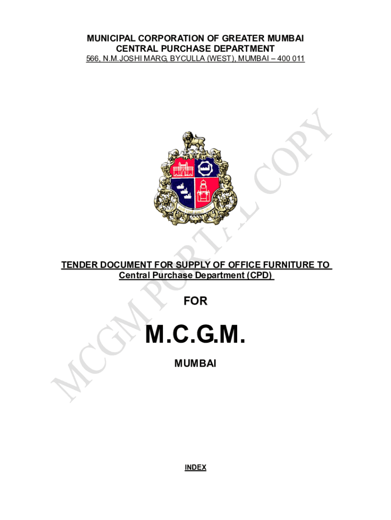 Fillable Online Tender copyOffice Furniture to MFB - MCGM Portal Copy Fax Email Print - pdfFiller