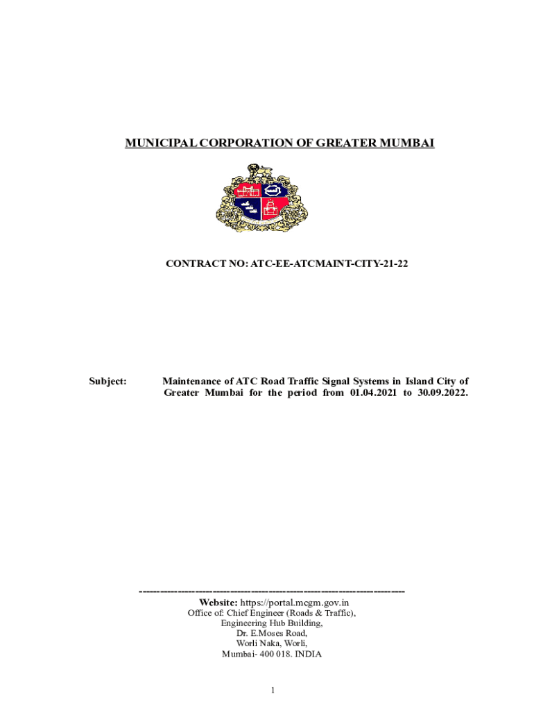 Fillable Online MCGM Tender - Maintenance Of Non Atc Road Traffic ...