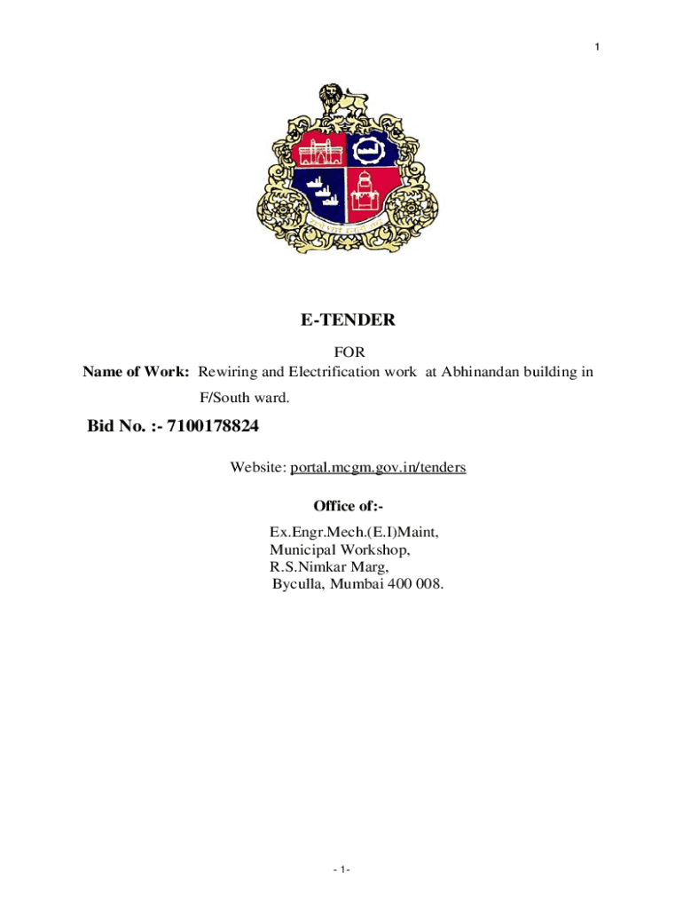 Fillable Online Electrification Work TendersTenders for Electrification Work Tenders ... Fax ...