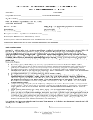 Fillable Online Sabbatical Professional Development Application ...