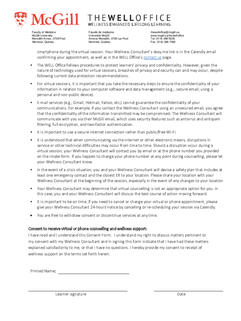 Fillable Online Faculty of Medicine and Health Sciences - McGill University Fax Email Print ...