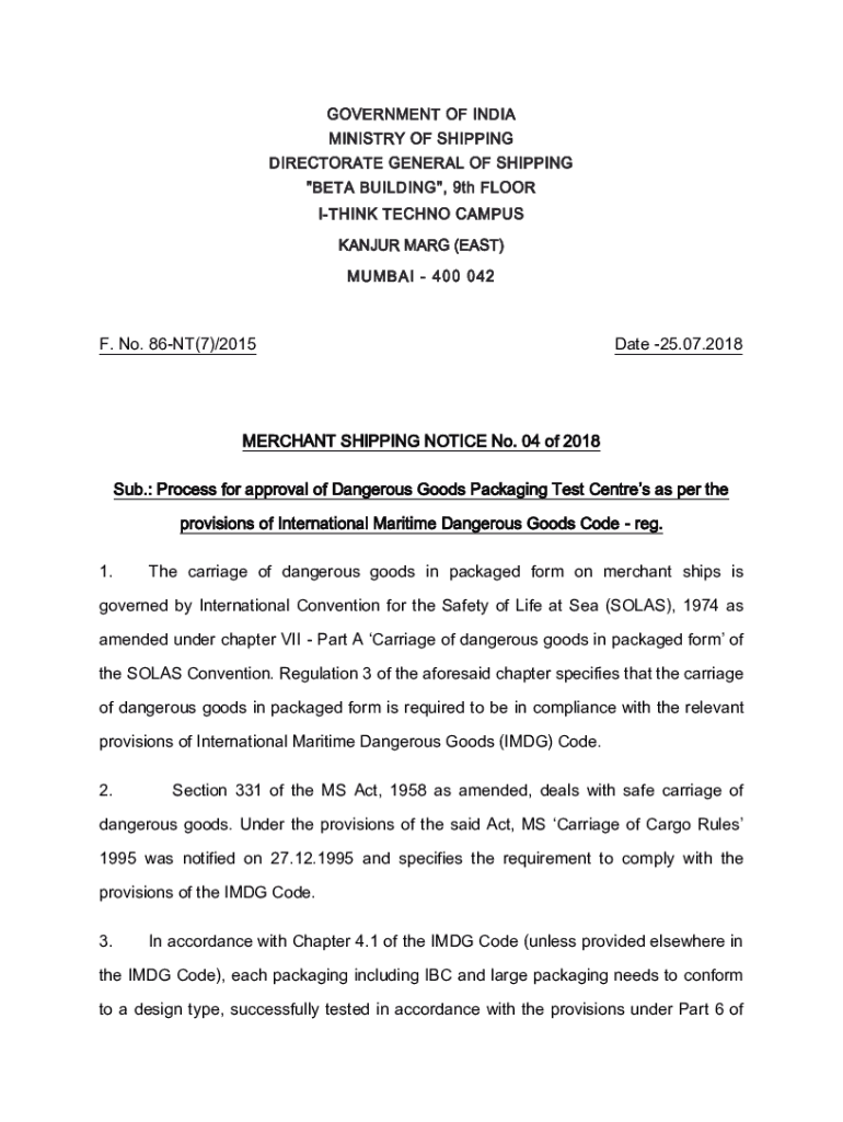 Fillable Online Process for approval of Dangerous Goods - India Code ...