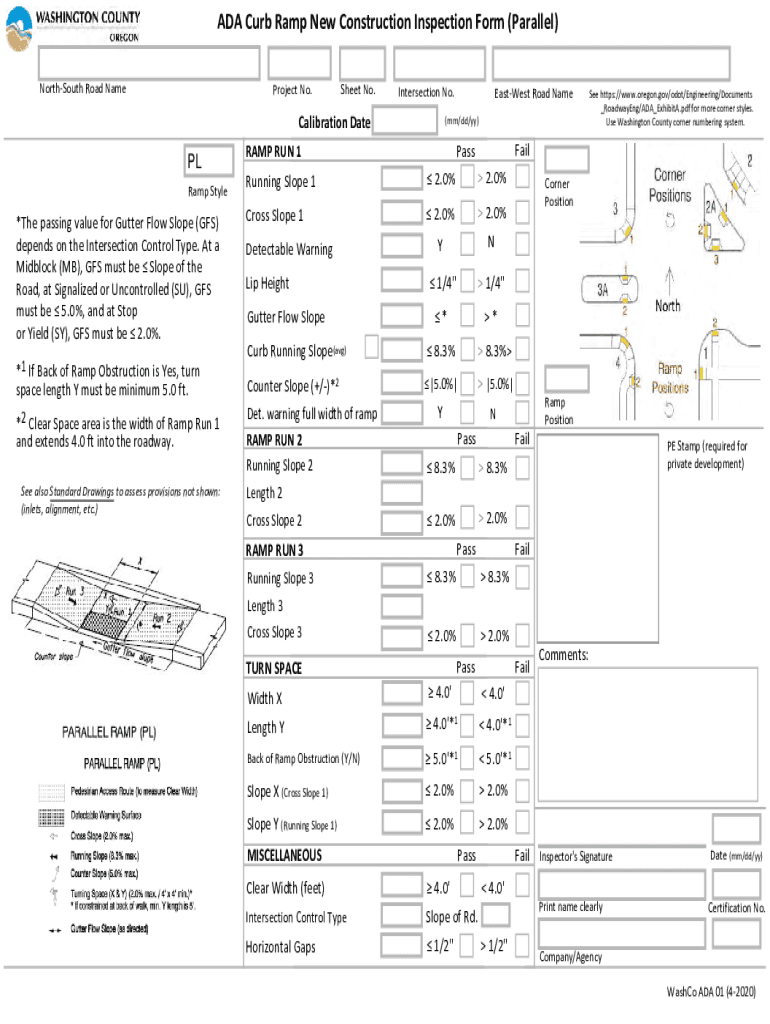 Fillable Online ADA Curb Ramp New Construction Inspection Form ...