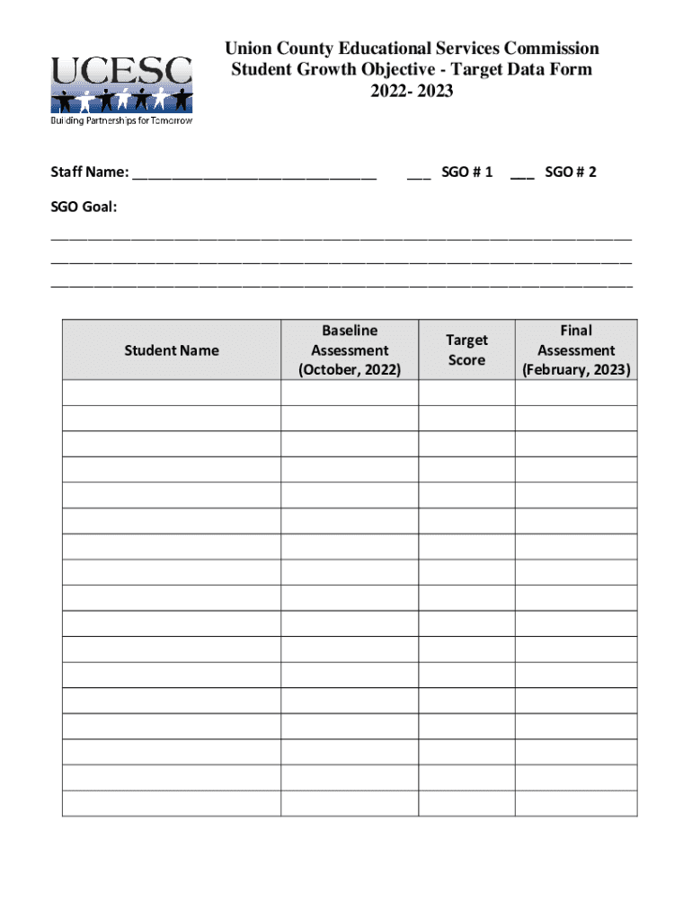 Fillable Online 6. Student Growth Objective - Target Data Form 20220 ...