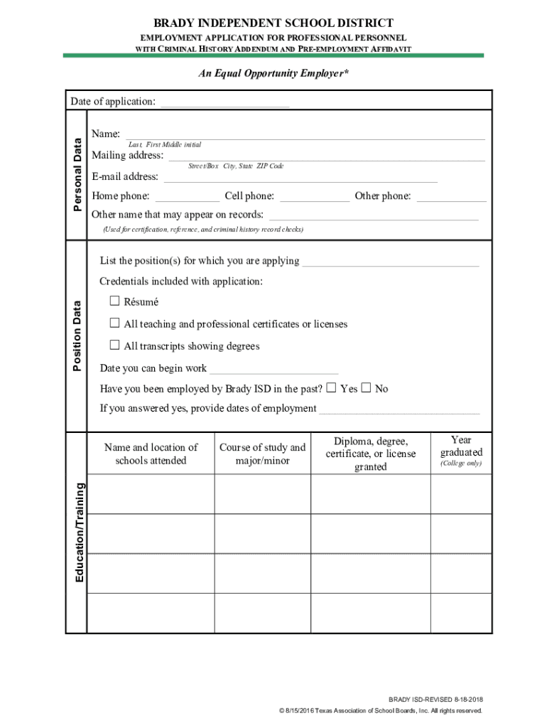 Fillable Online Sample Application for Professional Personnel ...
