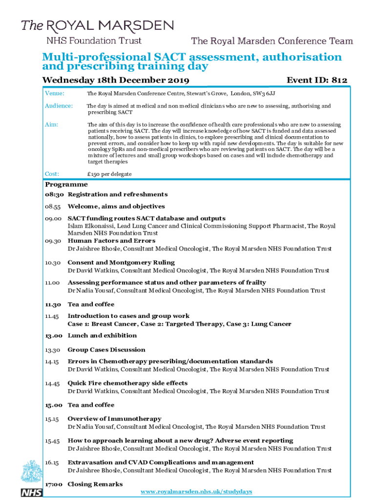 Fillable Online Multi-professional SACT assessment, authorization and ...