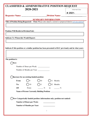 Fillable Online Position Request/Change Form InstructionsHumanPosition ...