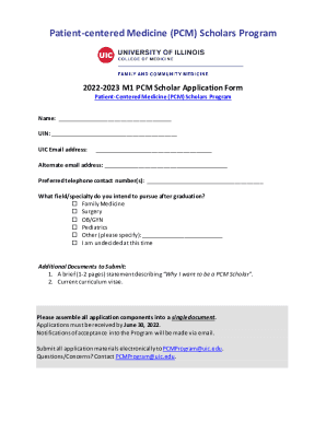 Fillable Online chicago medicine uic 2022-2023 M1 PCM Scholar ...