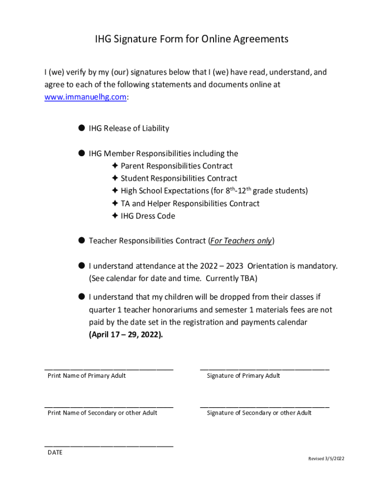Fillable Online IHG Signature Form for Online Agreements - HOMESCHOOL ...