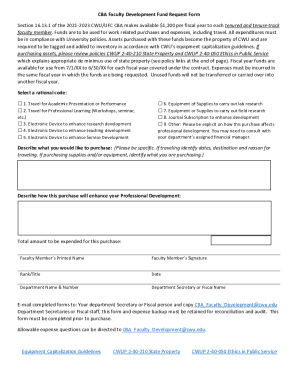 Fillable Online Fillable Online CBA Faculty Development Fund Request Form Section 16.13 ... Fax ...