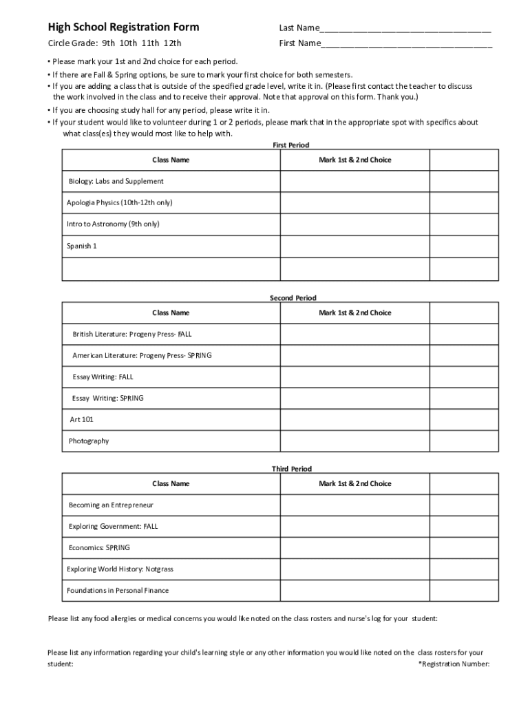 Fillable Online High School Registration Form - Homeschool-Life.com Fax ...