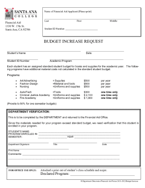 Fillable Online 2021-2022 BUDGET INCREASE.pub - Santa Ana College Fax ...