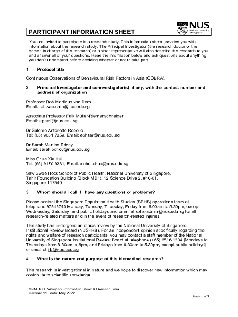 Fillable Online blog nus edu ANNEX B. PIS and Consent Formv11 (002) Fax ...