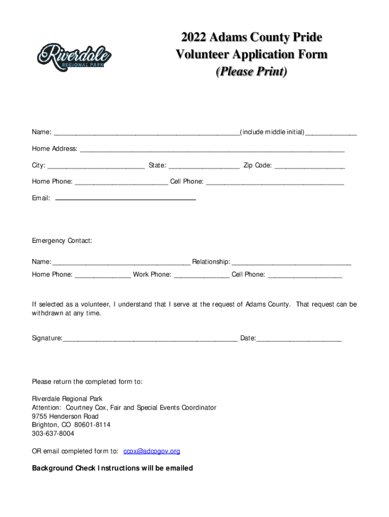 Fillable Online lgbtqcolorado.org2022-denver-pride-volunteer2022 Denver ...