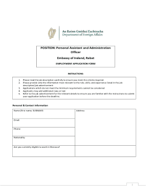Fillable Online PA and Admin Officer Application form - Rabat Fax Email ...