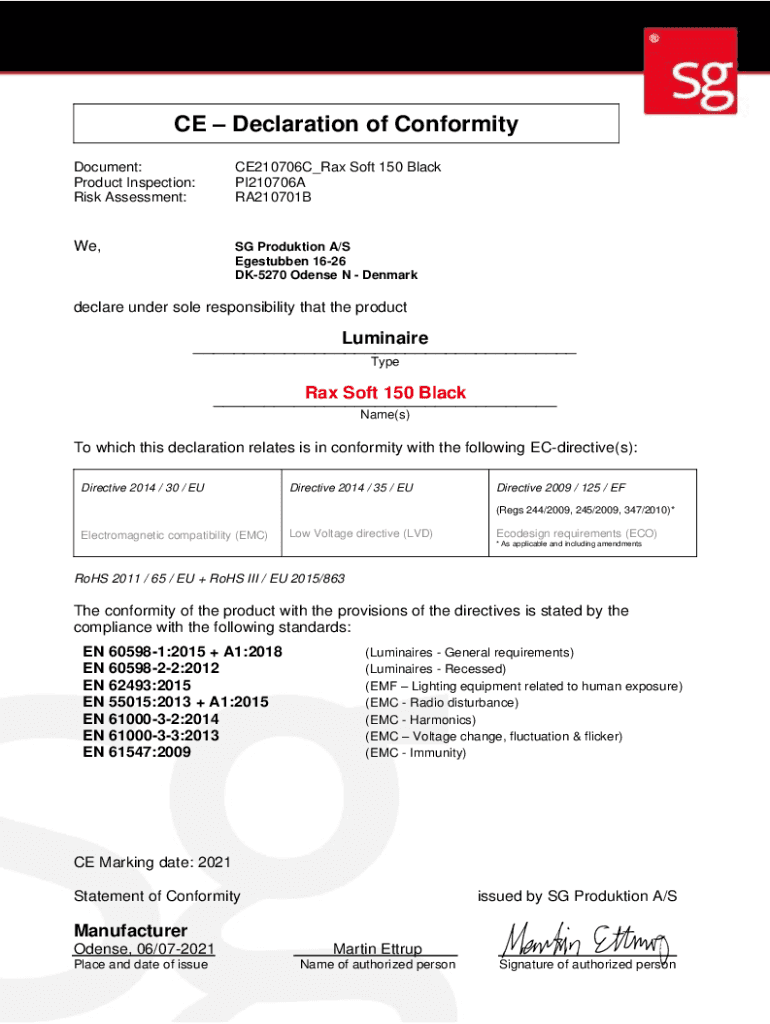 Fillable Online CE Certificate of Conformity: A Complete Guide ...