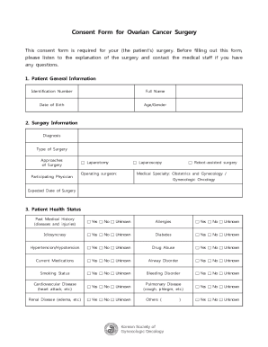 Fillable Online Consent Form for Ovarian Cancer Surgery Fax Email Print ...