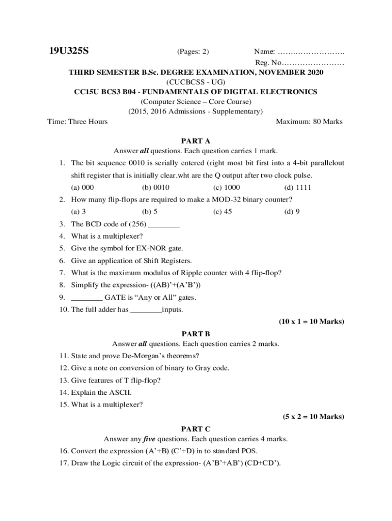 Fillable Online d2cyt36b7wnvt9.cloudfront.net23416bsc-3RESULTS THIRD SEMESTER B.Sc. (CBCSS ...