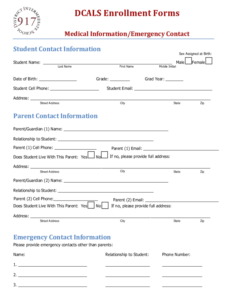 Fillable Online 54 Free Emergency Contact Forms Employee / Student ...