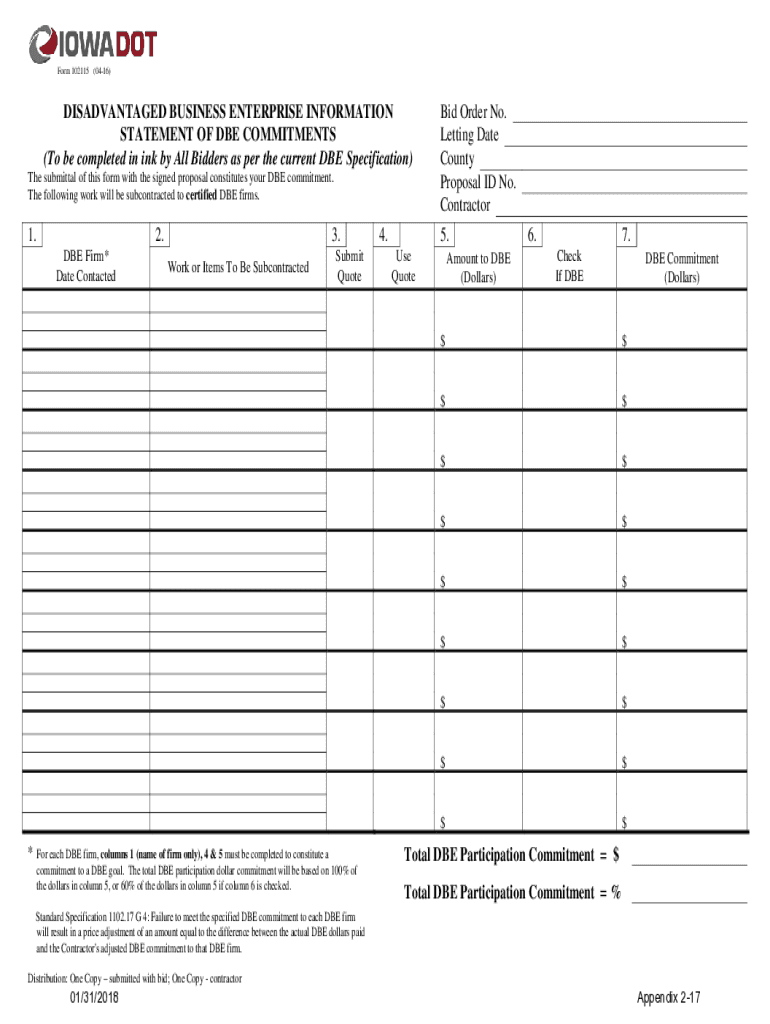 Fillable Online Disadvantaged Business Enterprise (DBE) forms - Texas ...