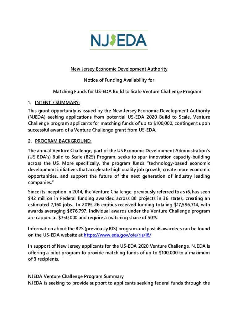 Fillable Online NJEDA Board Approves Matching Funds for Four New Jersey ...