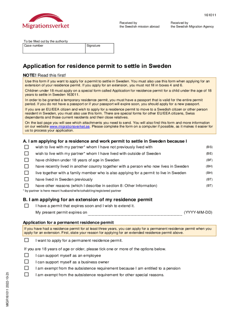 Fillable Online Residence permit - required documents - Sweden ...