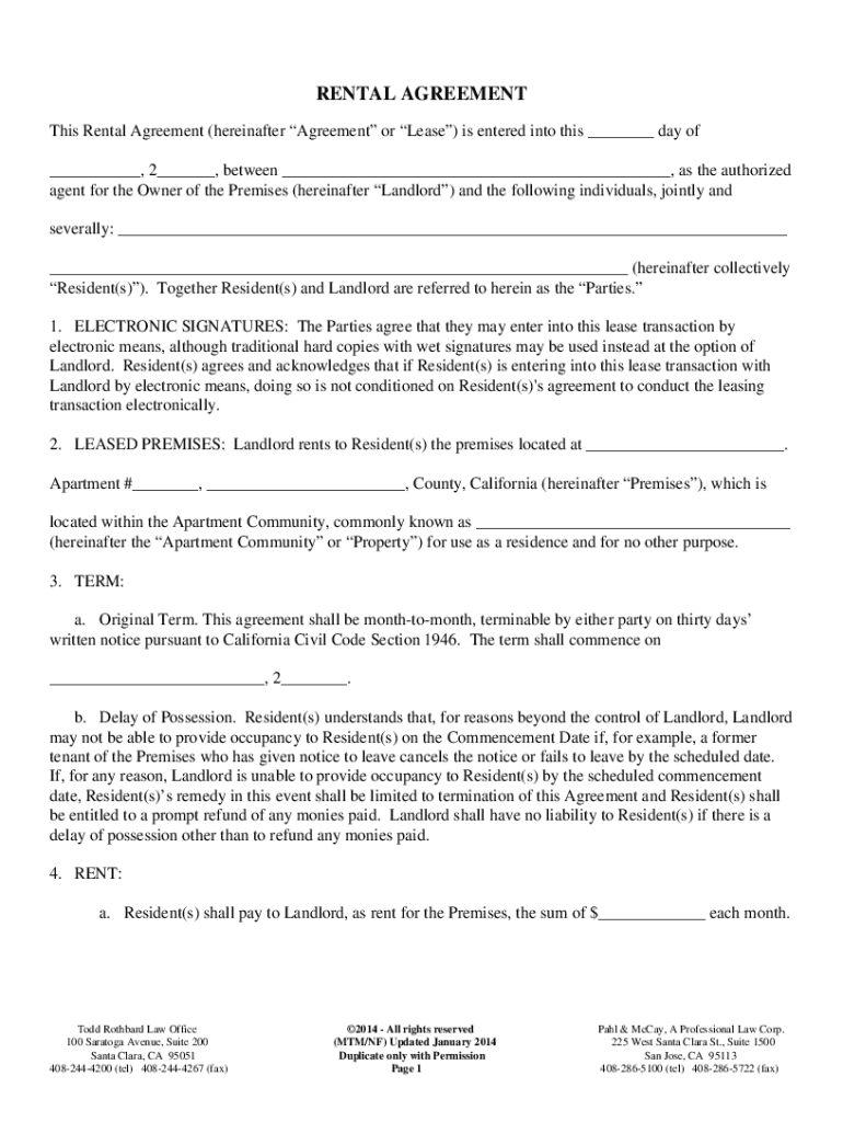 Fillable Online House Rental Agreement (PDF & Word)Lease Form for HouseFree Basic Rental ...
