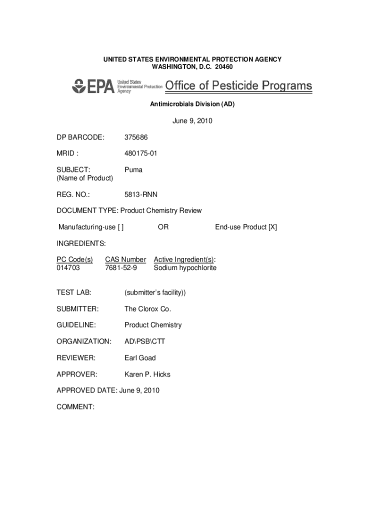 Fillable Online US EPA-Pesticides; Sodium hypochlorite. Sodium ...
