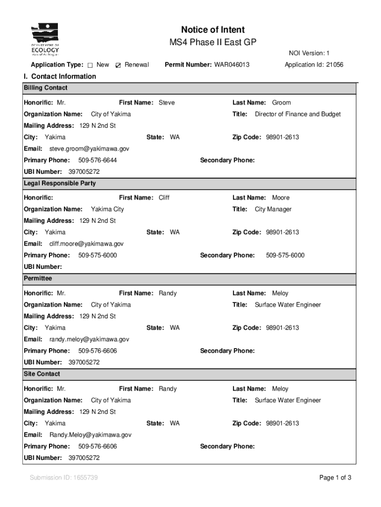 Fillable Online apps.ecology.wa.govparisDownloadDocumentNotice of ...
