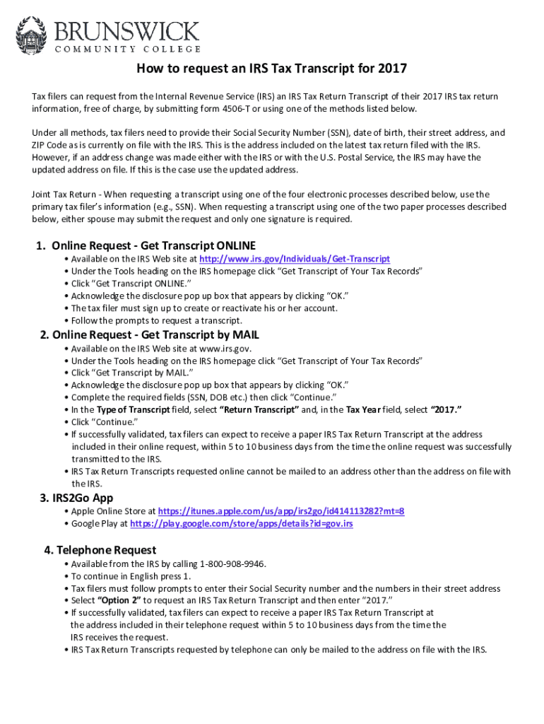 Fillable Online financialaid.unt.edurequest-irs-tax-returnRequest an ...