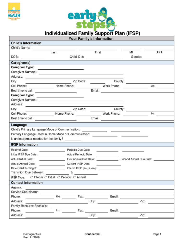 2018-2025 Form FL Early Steps Individualized Family Support Plan (IFSP ...