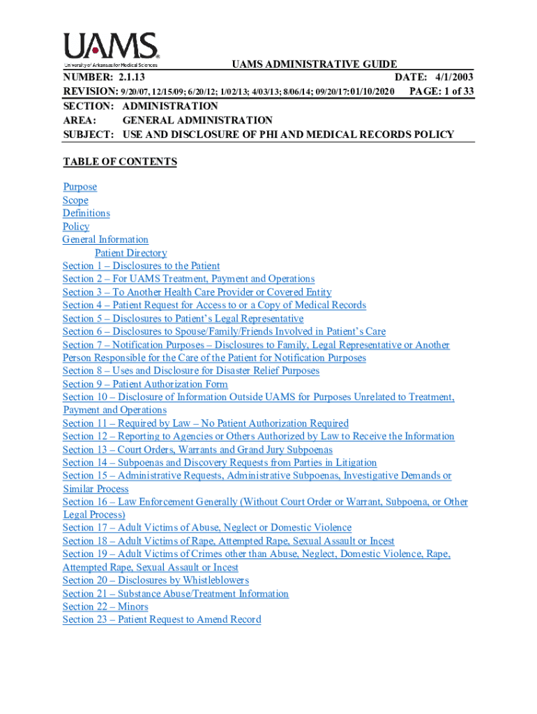 Fillable Online hipaa uams academicaffairs.uams.eduuams-administrative-guide-2UAMS ...