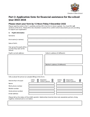 Fillable Online Part 2: Application form for Financial Assistance for ...