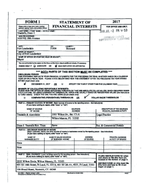 Fillable Online I FORM.I STATEMENT.OF 2017 FINANCIAL INTERESTS PH 4:53 Fax Email Print - pdfFiller