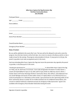 Fillable Online Family Nerf Night Permission Slip Flat River Community ...