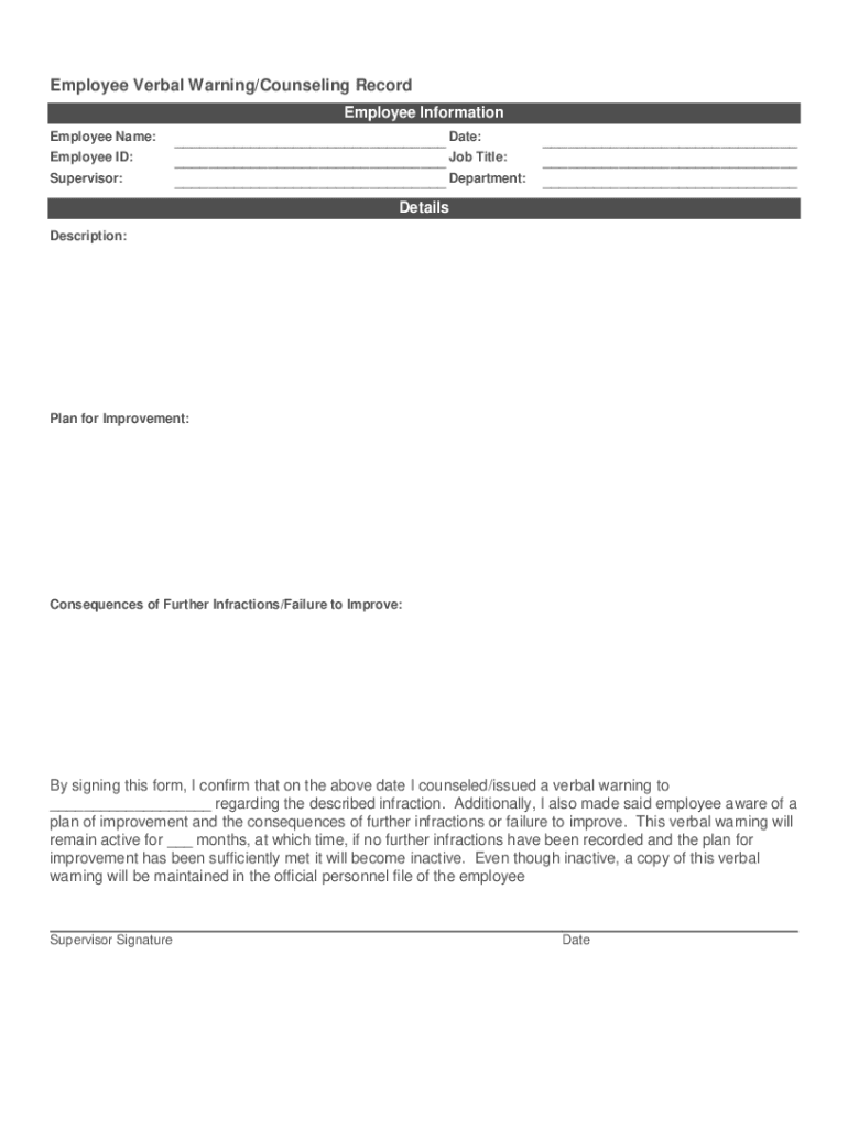 Fillable Online handypdf.compdfemployee-warning-recordEmployee Warning ...