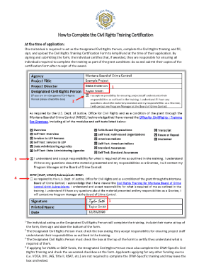 Fillable Online mbcc mt Example Civil Rights Training Certification ...