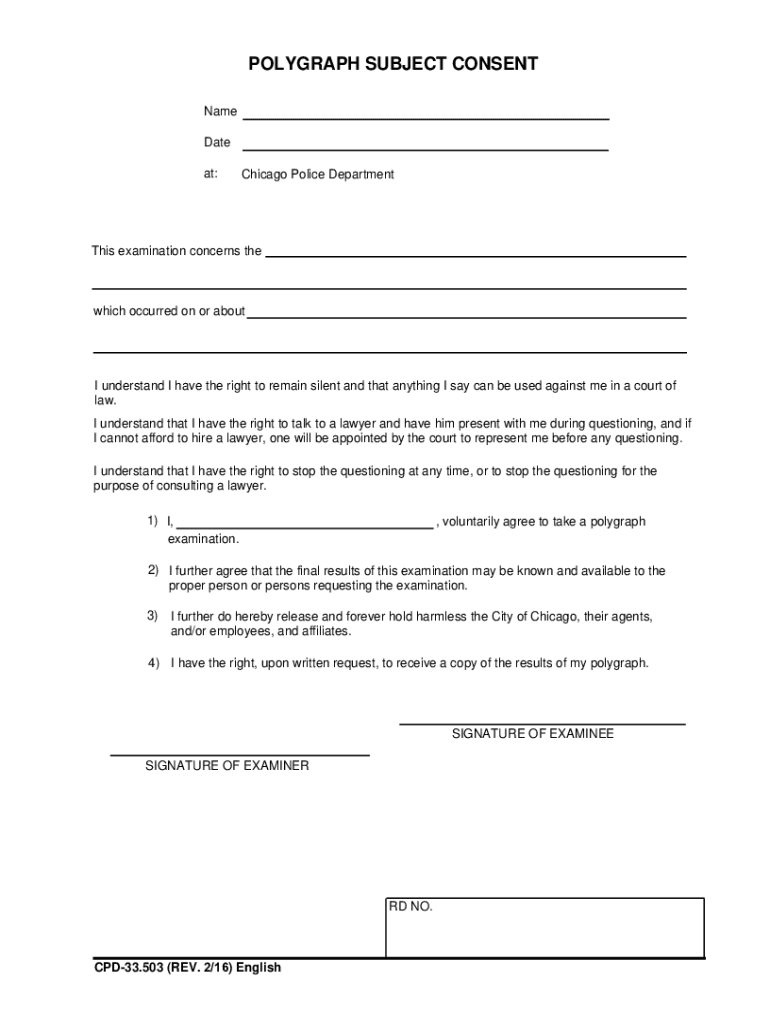 Fillable Online polygraph subject consent - Chicago Police Department ...