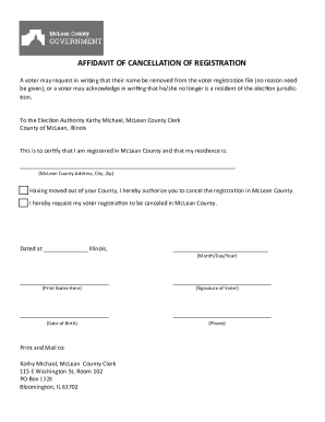 Fillable Online AFFIDAVIT OF CANCELLATION OF REGISTRATION Fax Email ...