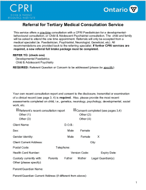 Fillable Online Referral for Tertiary Medical Consultation Service Fax ...