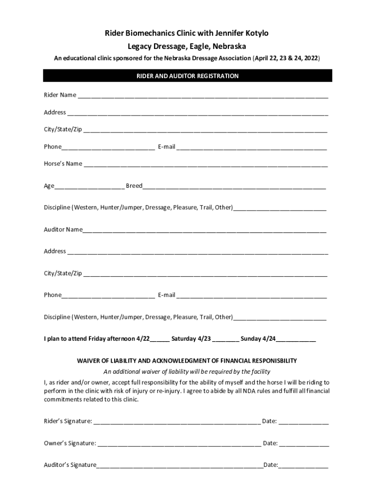 Fillable Online JK Clinic Rider and Auditor Registration Revised.docx ...