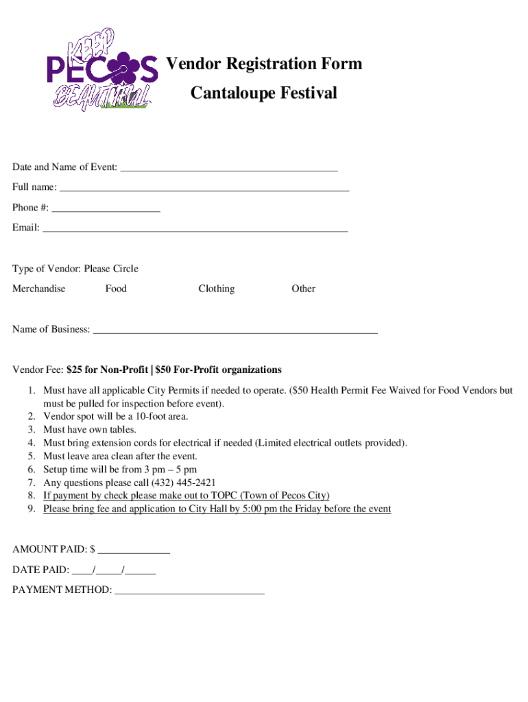 Fillable Online Event Vendor Registration Form TemplateJotFormFree ...
