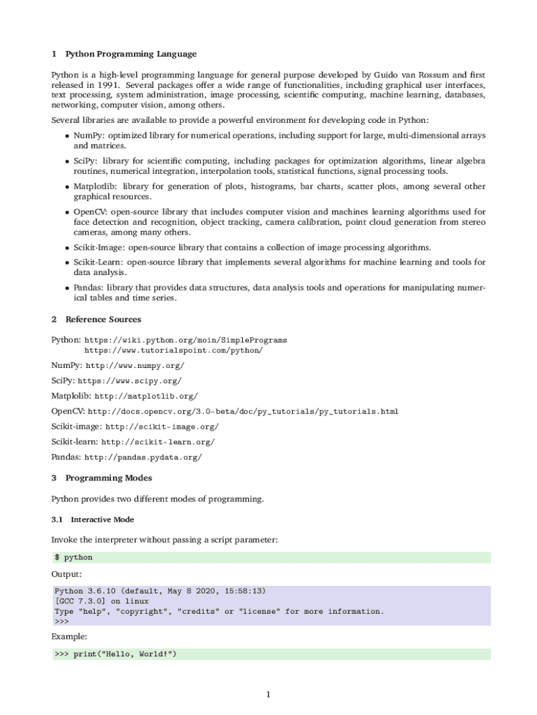 Fillable Online Python Programming Language. Python is a high-levelby ... Fax Email Print ...