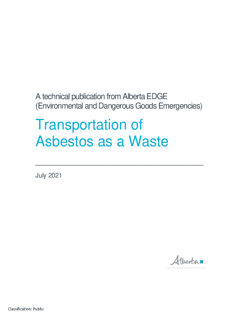 Fillable Online open alberta Transportation of Asbestos as a Waste ...