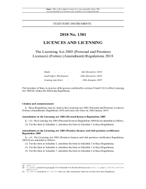 Fillable Online The Licensing Act 2003 (Personal and Premises Licences ...